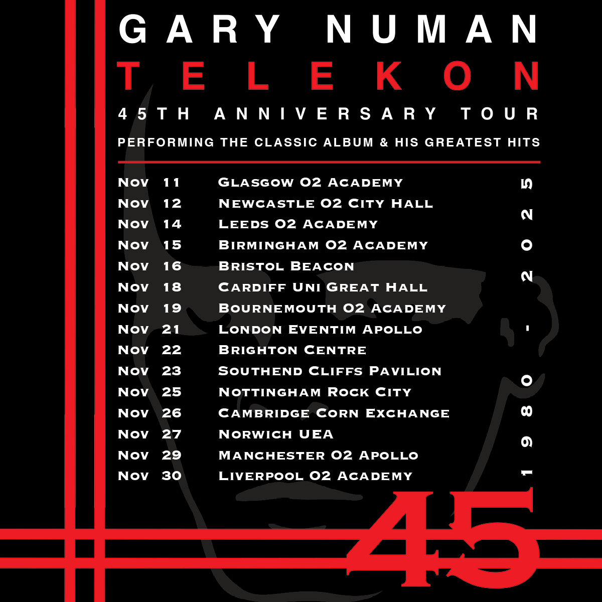 Telekon 45th Anniversary Tour - Gary Numan The official website